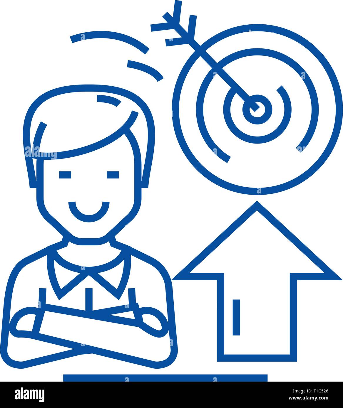 Businessman,success,goal target line icon concept. Businessman,success ...