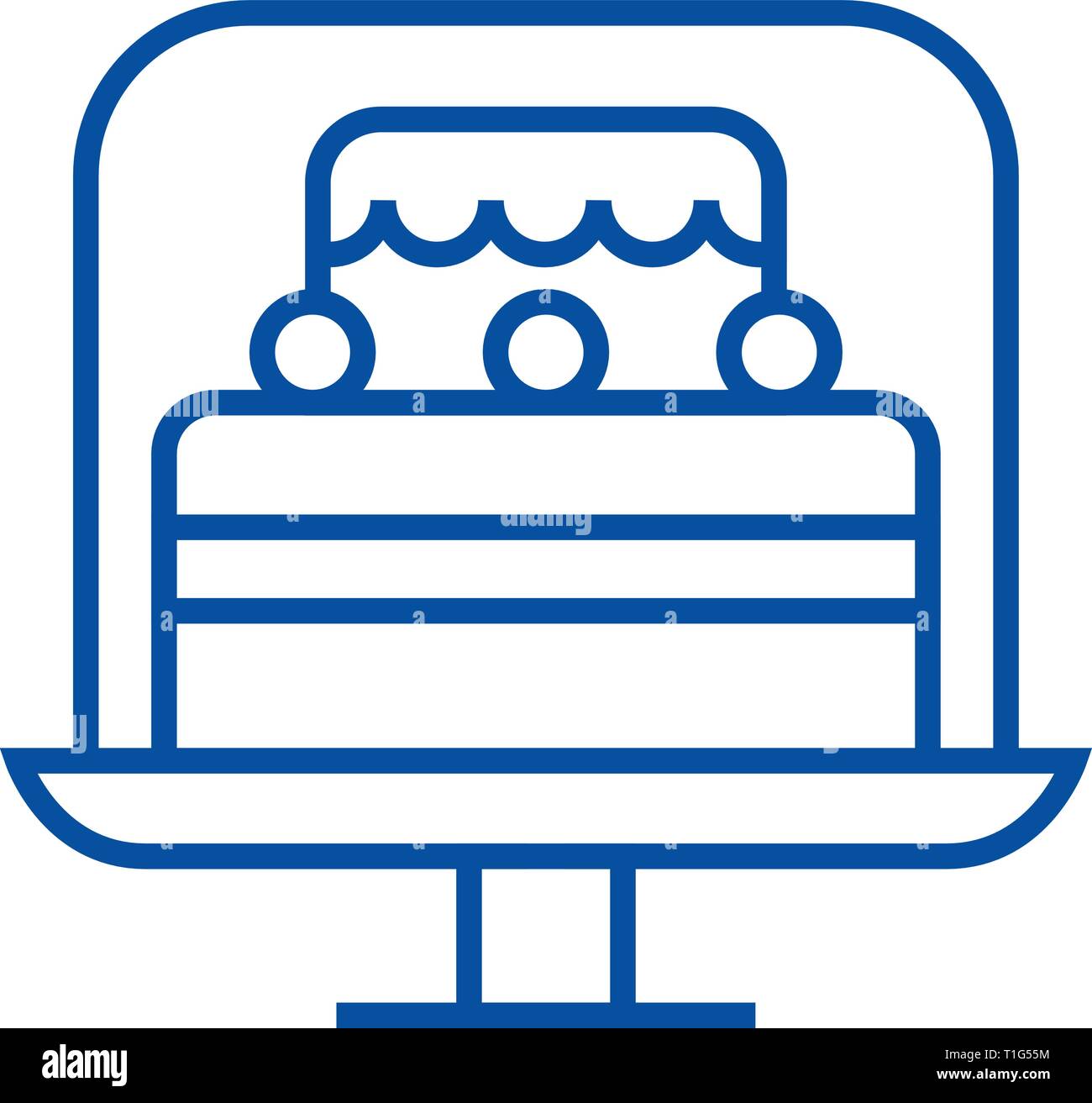 Cake stand line icon concept. Cake stand flat vector symbol, sign ...