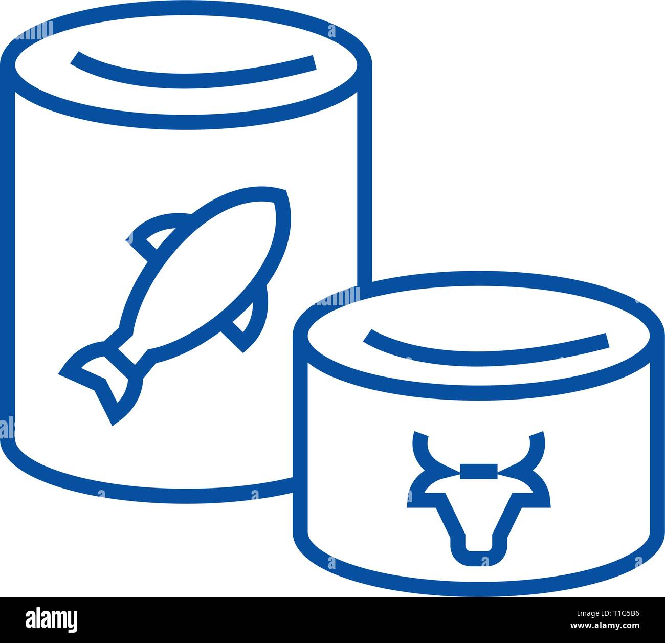 Canned goods line icon concept. Canned goods flat vector symbol, sign ...