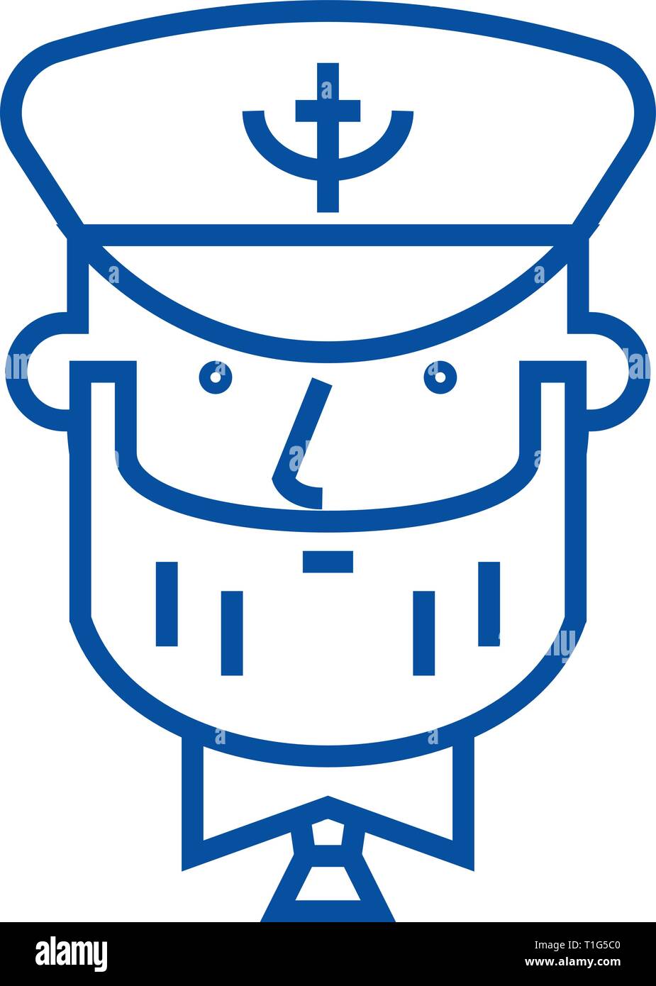 Captain with nautical hat line icon concept. Captain with nautical hat ...