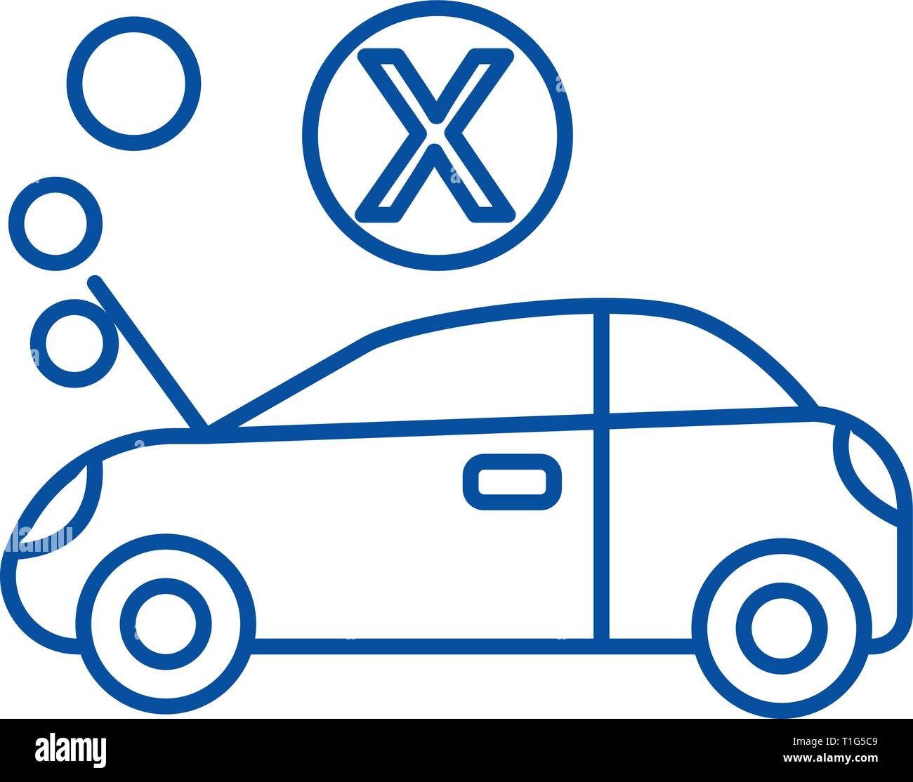 Car broke line icon concept. Car broke flat vector symbol, sign ...