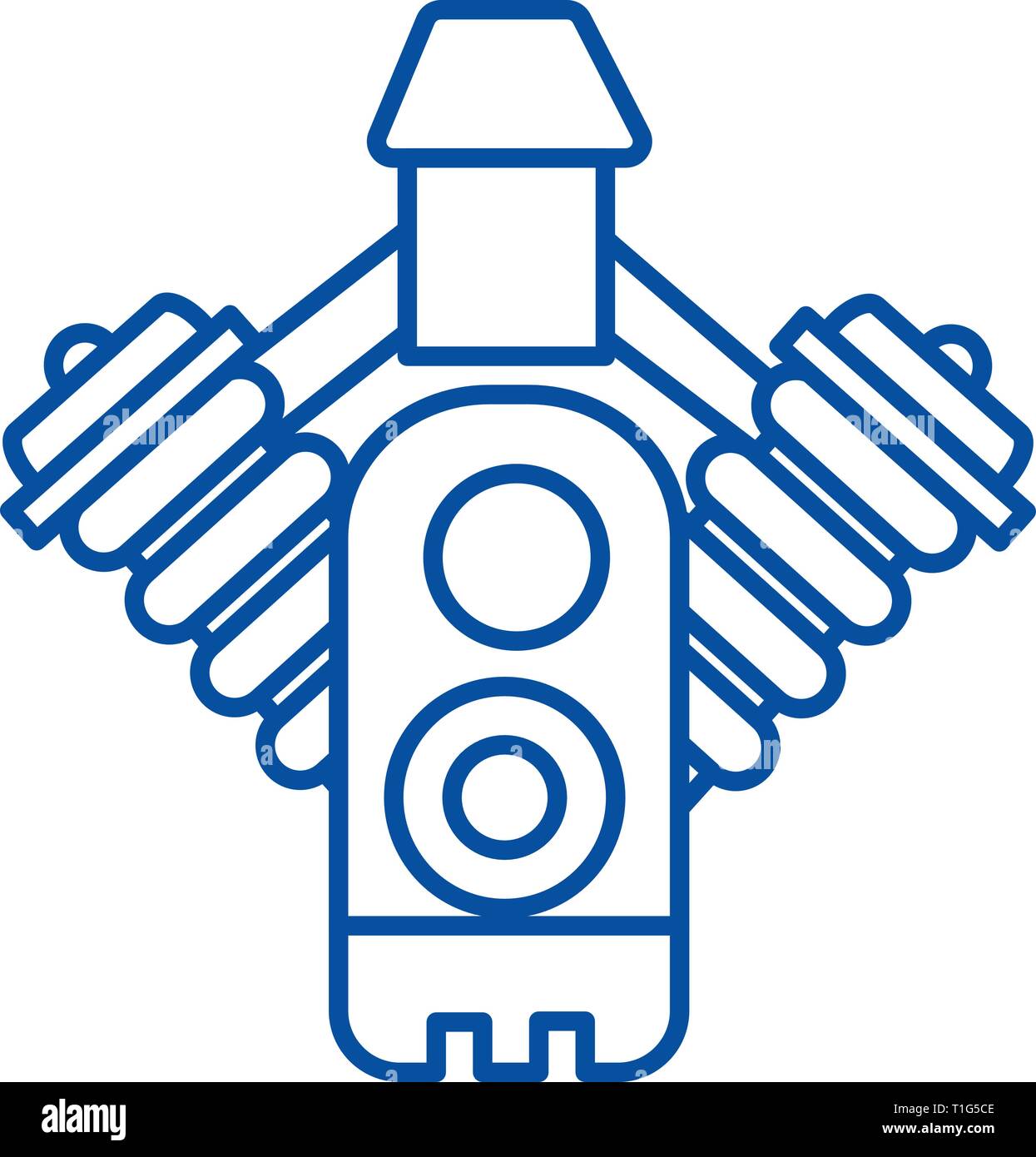 Car engine line icon concept. Car engine flat vector symbol, sign ...