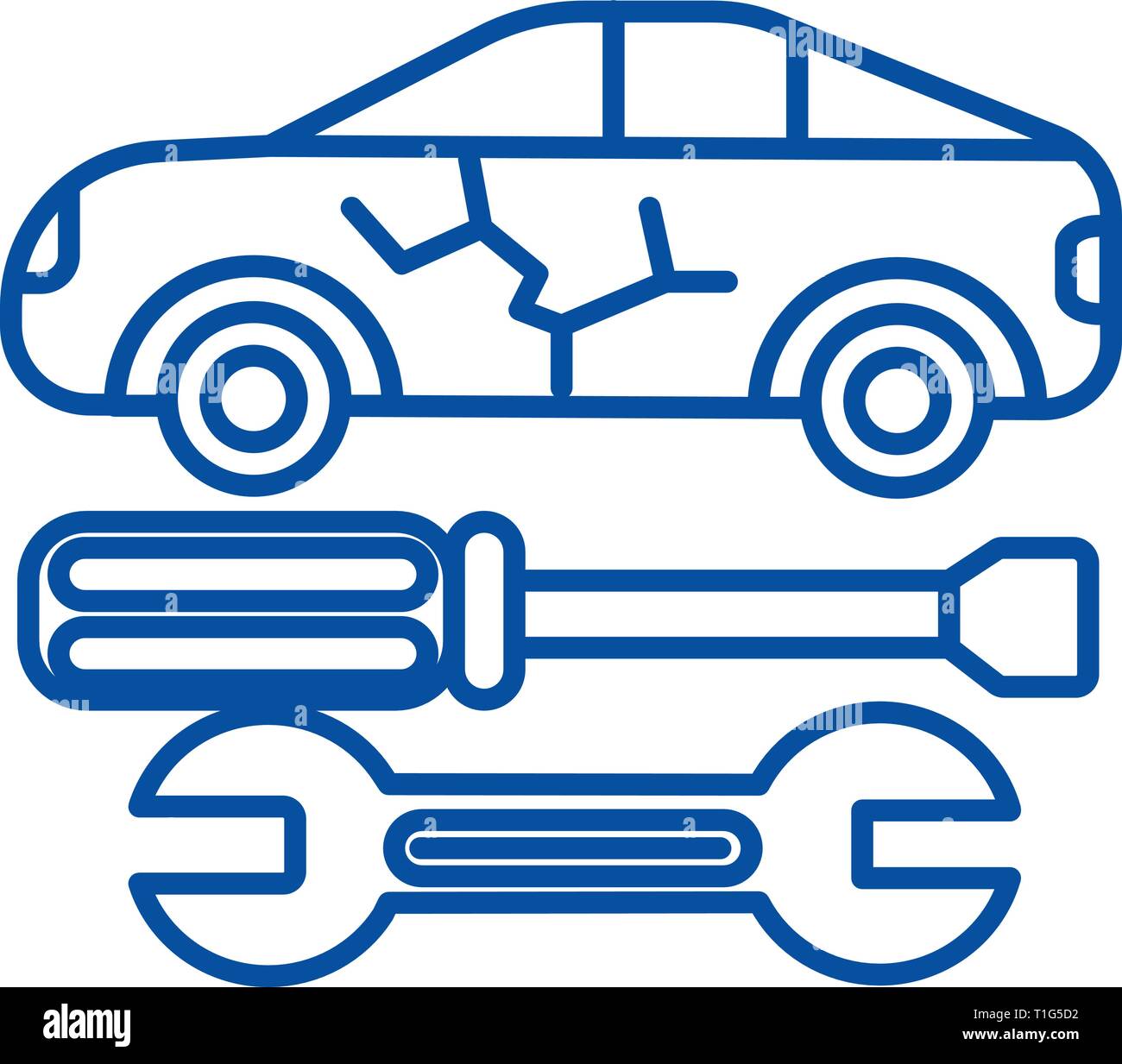 Car service line icon concept. Car service flat vector symbol, sign ...