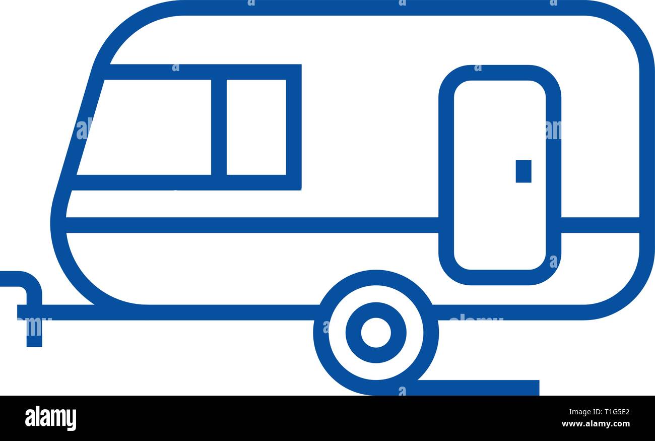 Caravan line icon concept. Caravan flat vector symbol, sign, outline ...