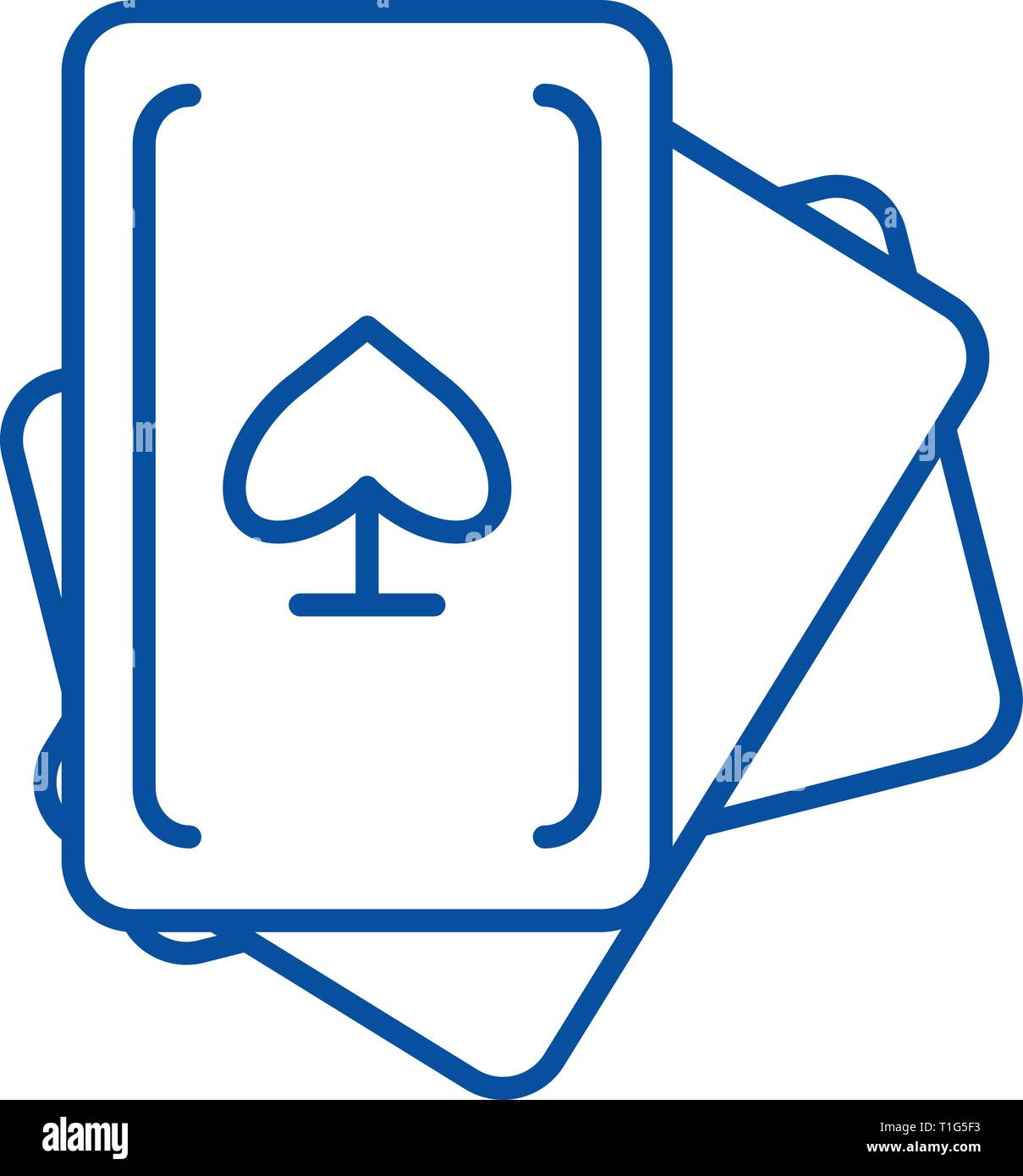 Cards game line icon concept. Cards game flat vector symbol, sign ...