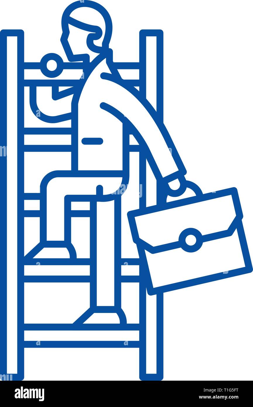 Career way line icon concept. Career way flat vector symbol, sign ...