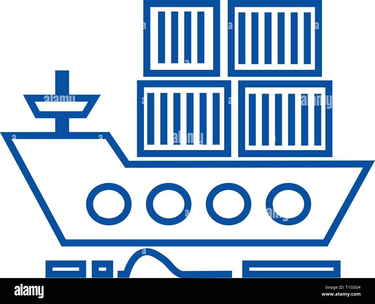 Cargo delivery by sea ship line icon concept. Cargo delivery by sea ...