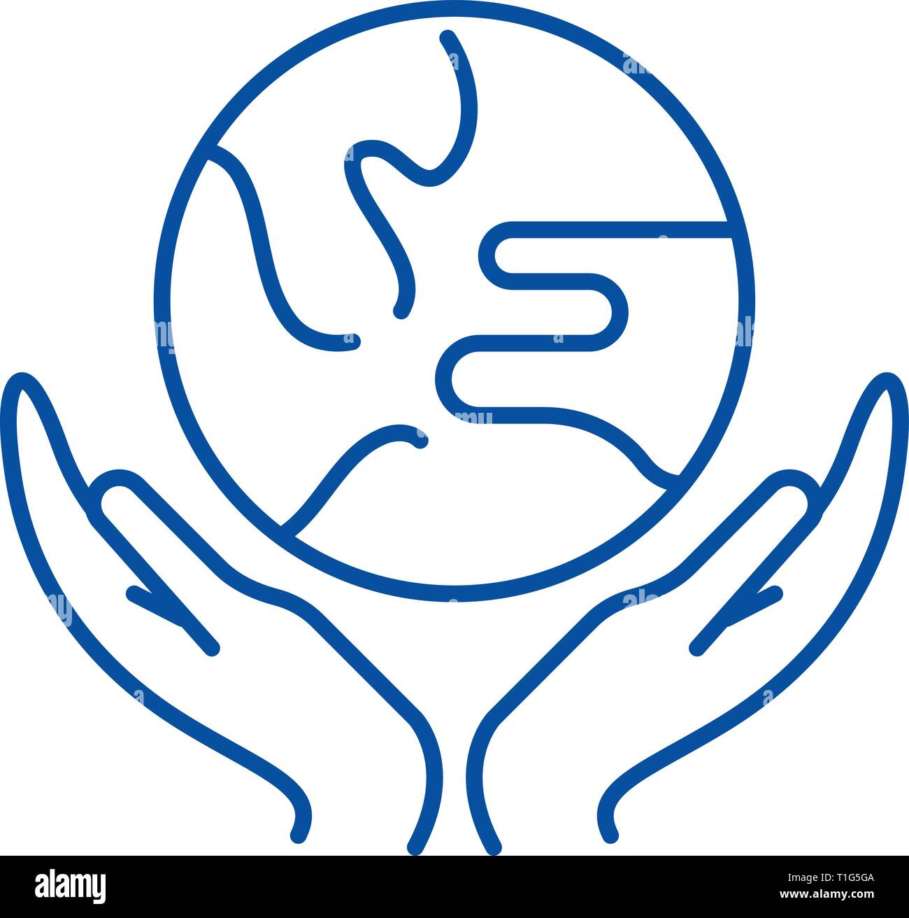 Caring for the world line icon concept. Caring for the world flat ...