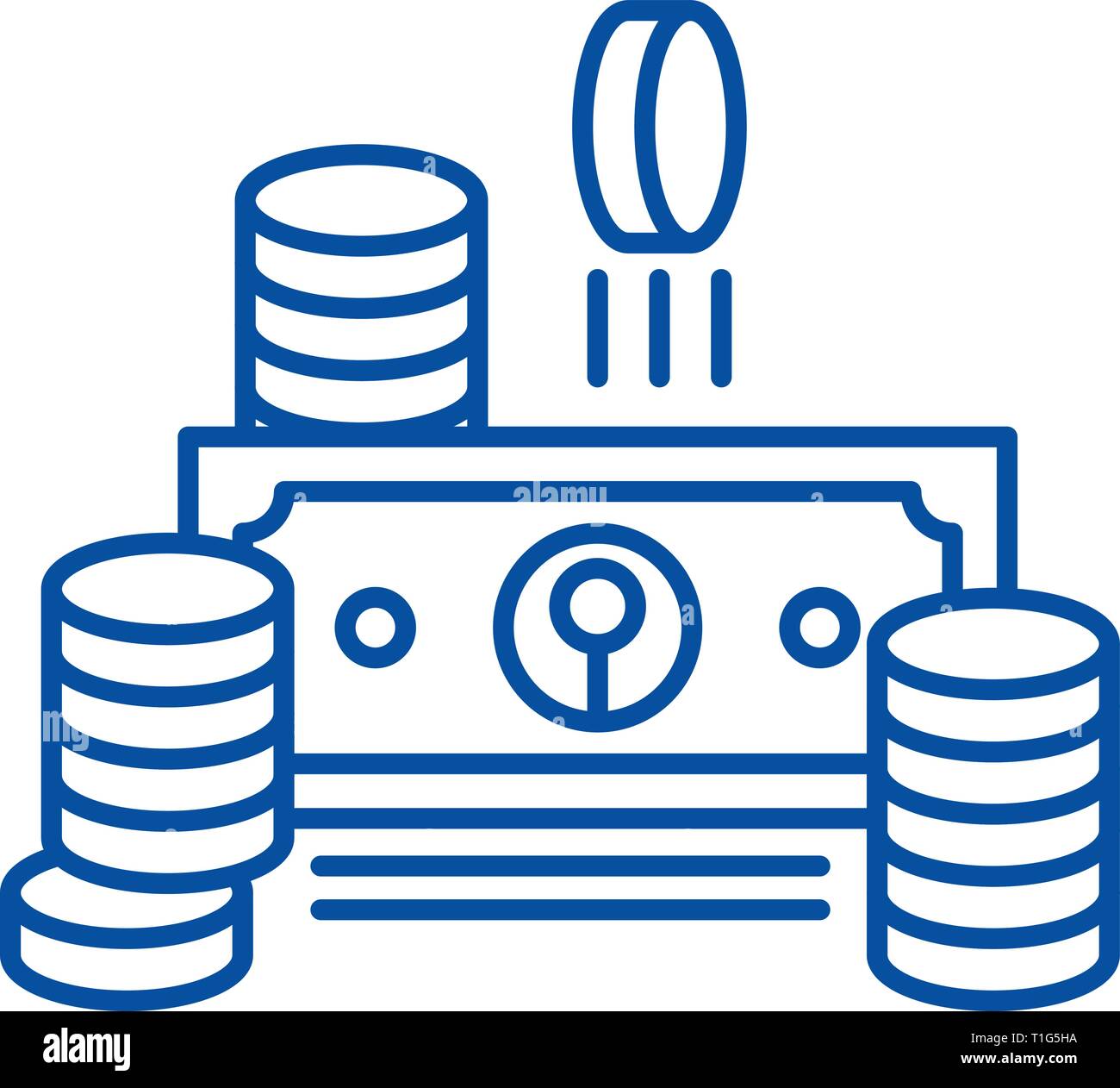 Cash line icon concept. Cash flat vector symbol, sign, outline ...
