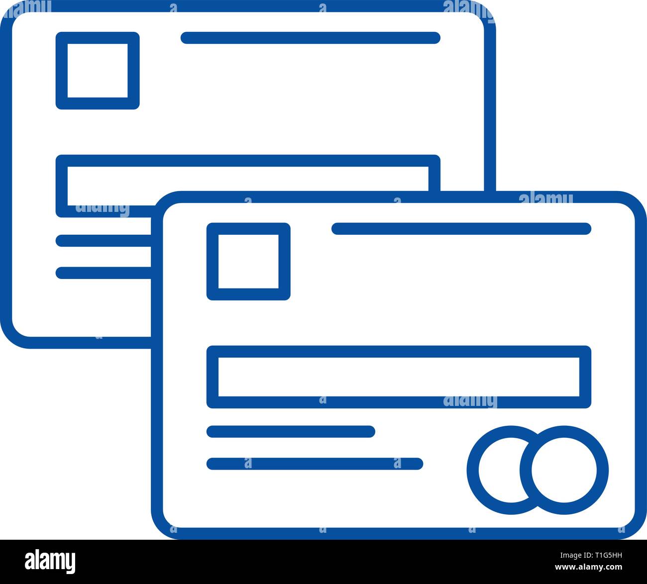 Cash cards line icon concept. Cash cards flat vector symbol, sign ...