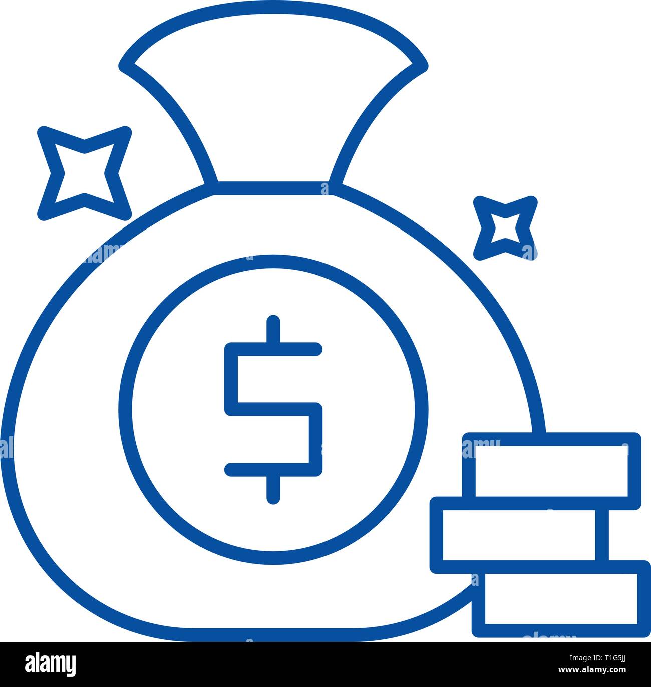 Cash win line icon concept. Cash win flat vector symbol, sign, outline ...