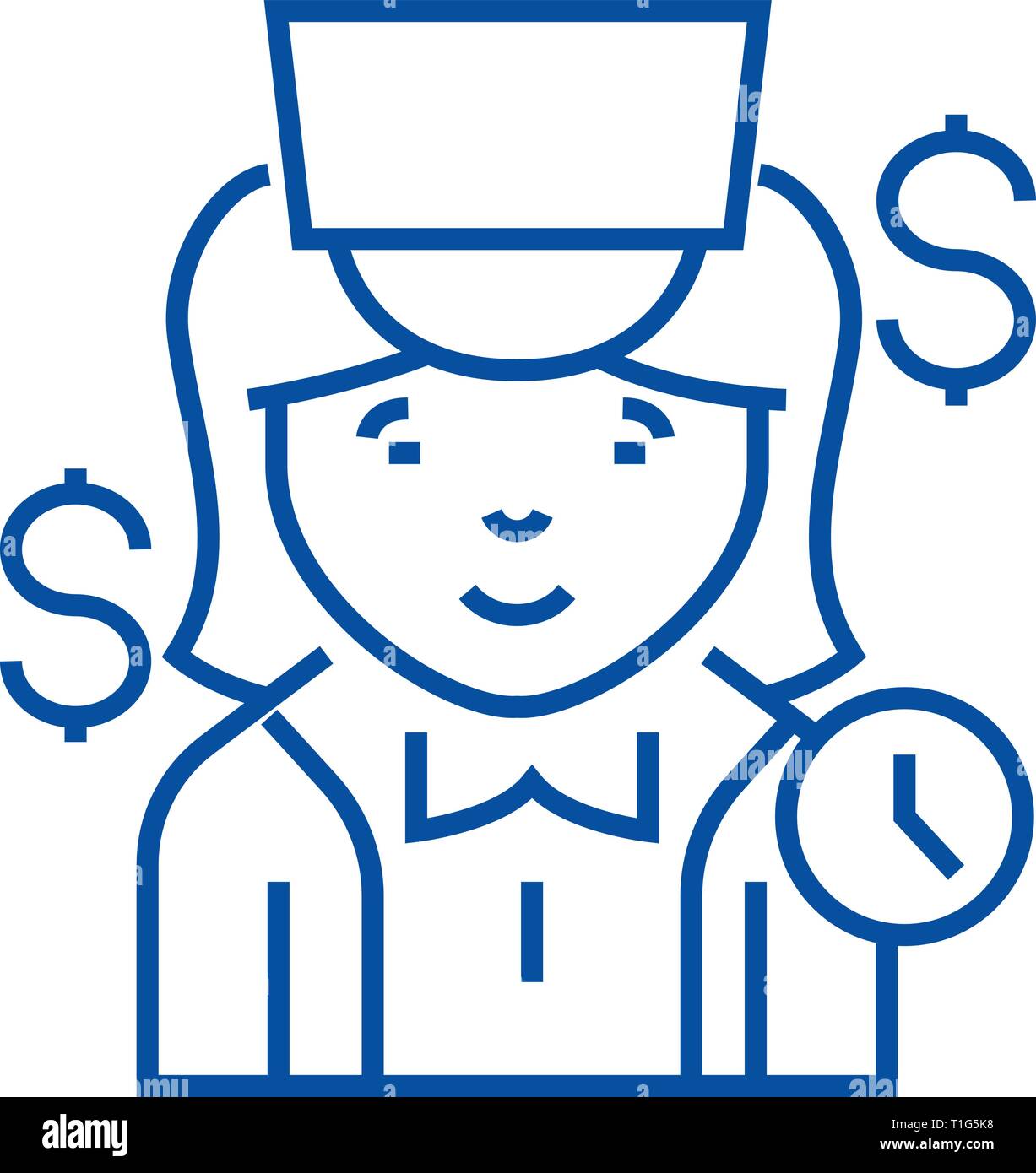 Cashier line icon concept. Cashier flat vector symbol, sign, outline ...