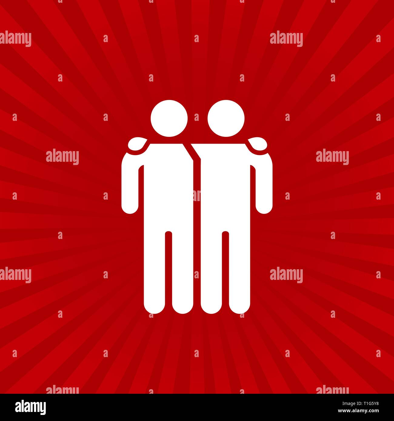 Friends icon vector illustration isolated on sunburst background ...