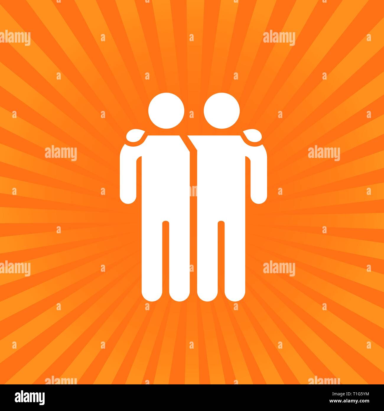 Friends icon vector illustration isolated on sunburst background ...