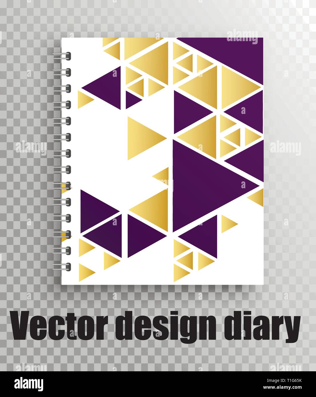 Vector notepad cover layout - purple and gold triangles pattern Stock ...