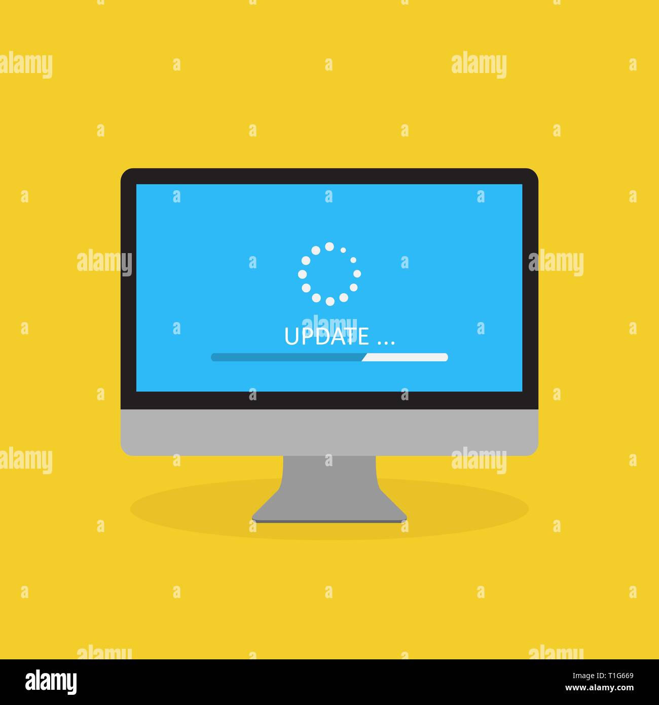 Update system on PC, flat design. a Vector illustration Stock Vector ...