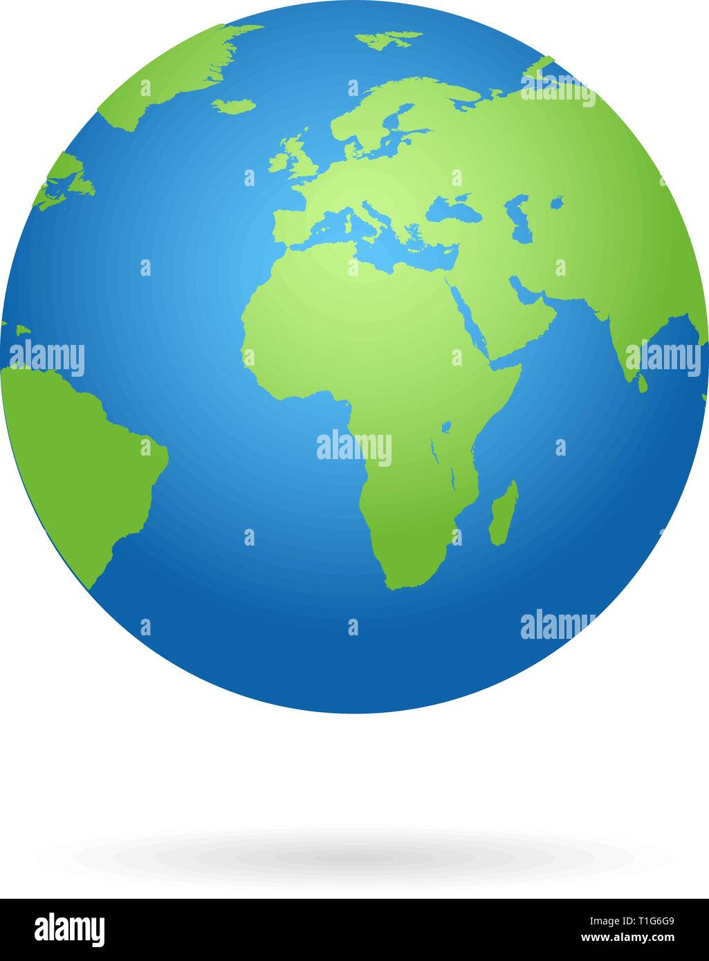 Globe world map with shadow on white background Stock Vector Image ...