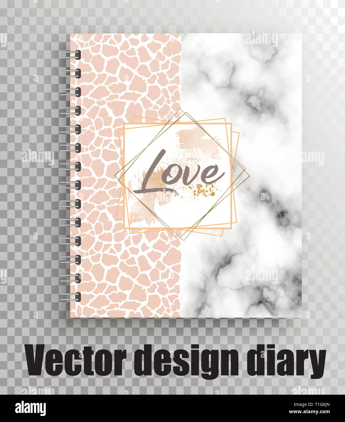 Stylish diary with a beautiful print - leopard and marble Stock Vector ...