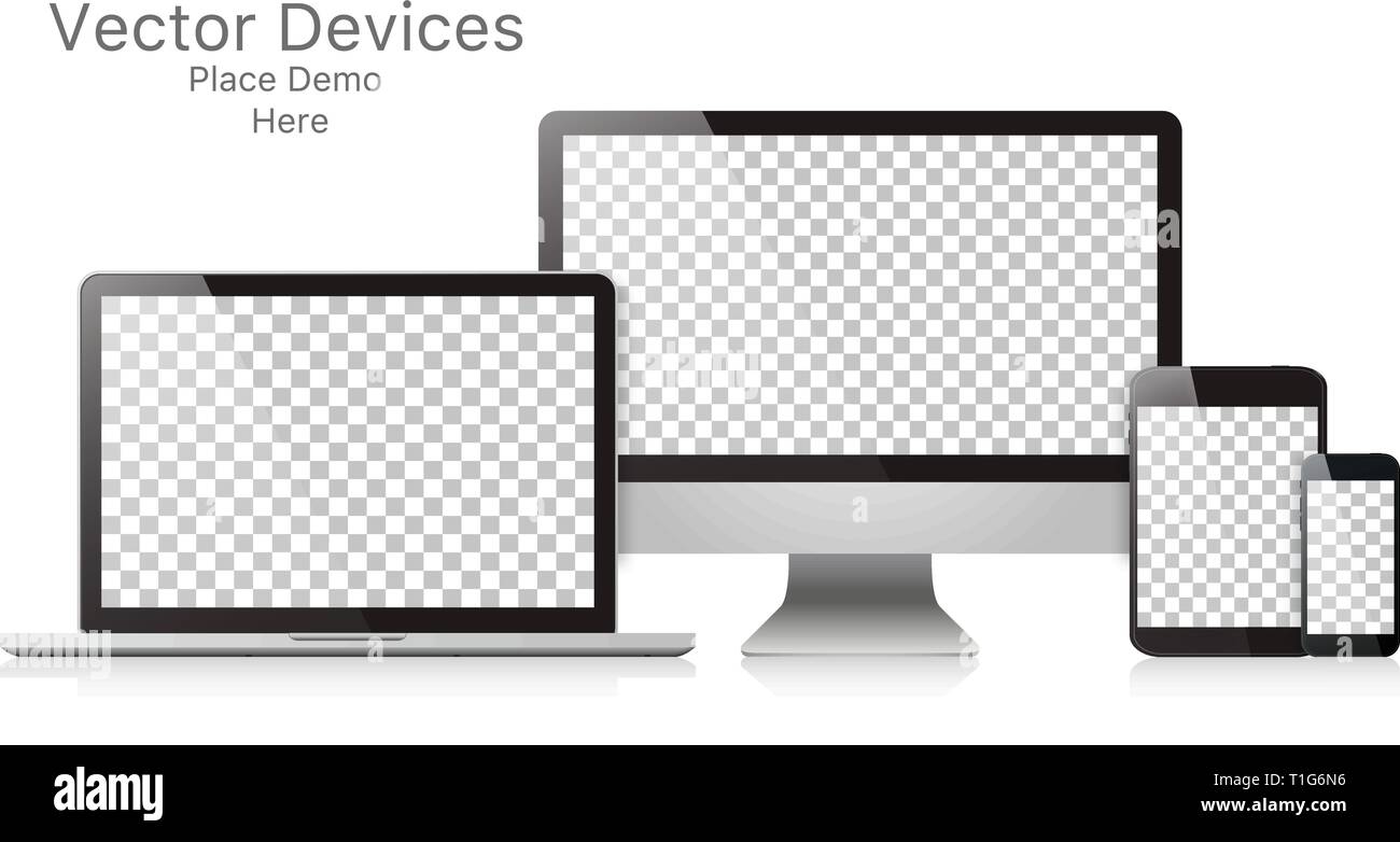Set realistic vector devices on a white background, isolated Stock ...