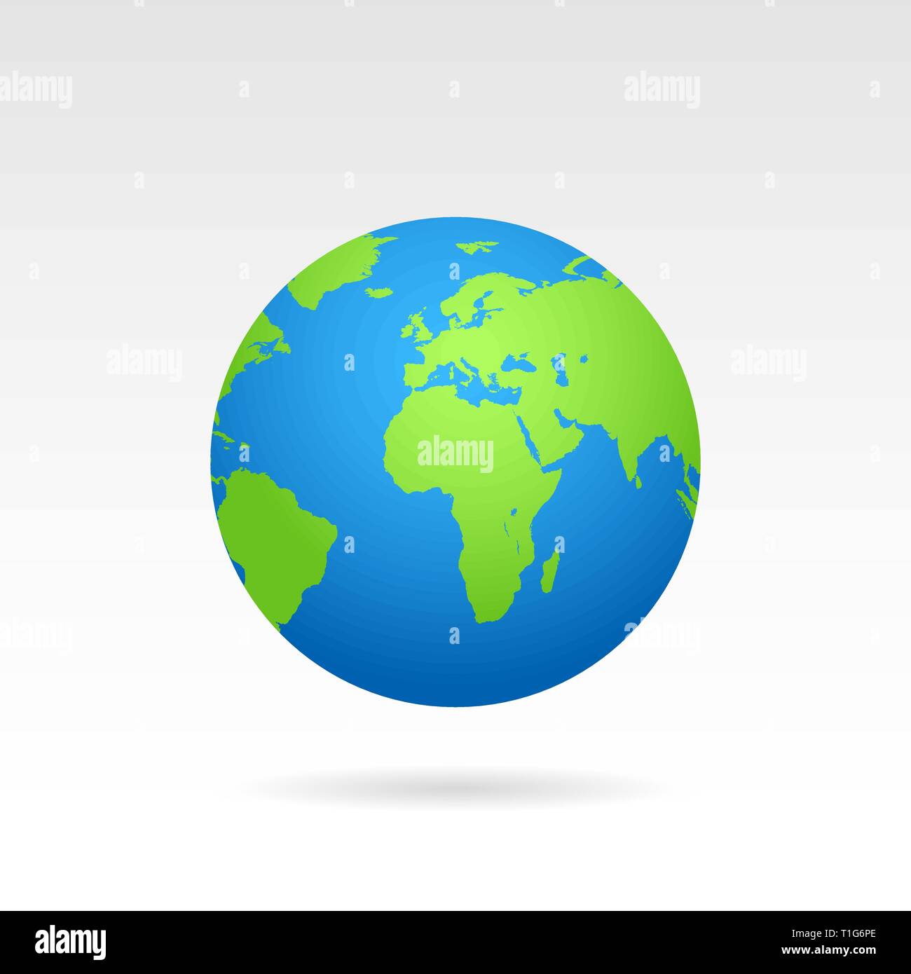 Globe earth map with shadow on white background Stock Vector Image ...