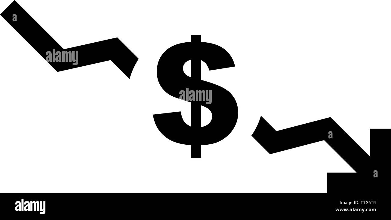 Dollar, arrow indicates price reduction, icon vector Stock Vector Image ...