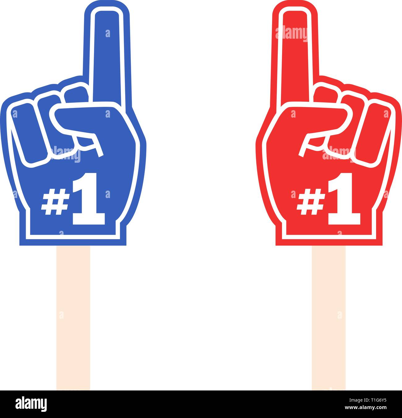 Fan glove number 1 on stick, red and blue colored Stock Vector Image ...