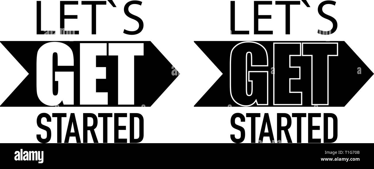 Lets get started, motivation illustration in flat style, vector Stock ...