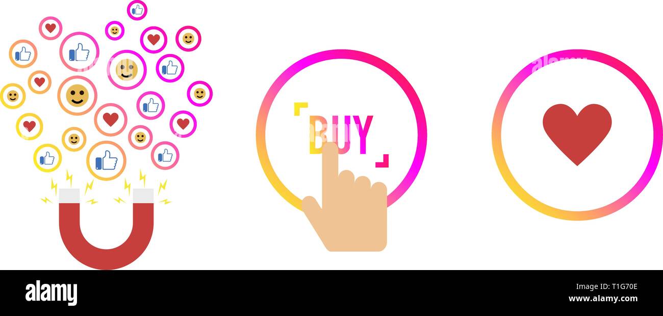 Gradient set icon on a white background for social network, shopping ...