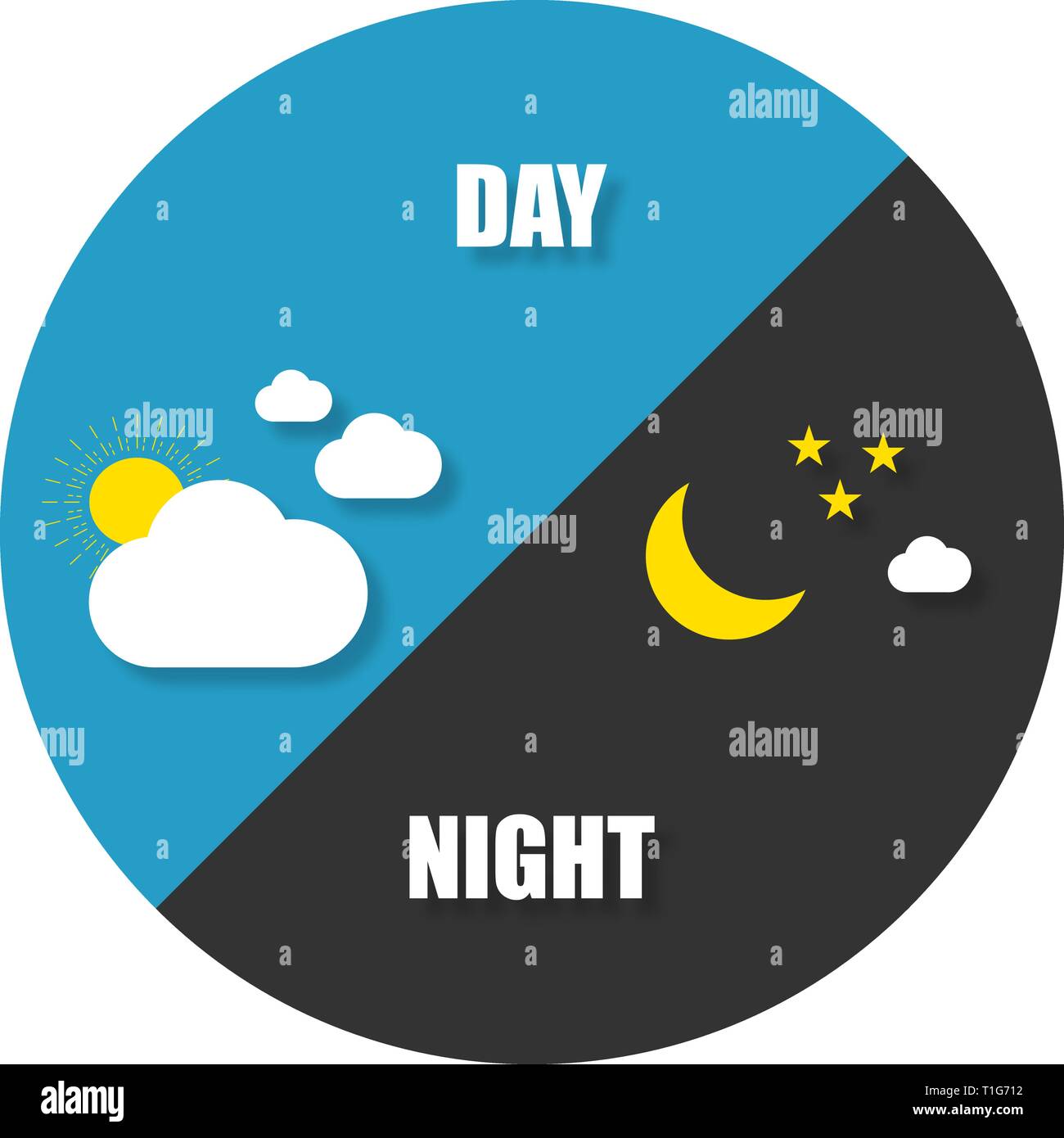 Night or day with sun and moon in flat style, vector Stock Vector Image ...