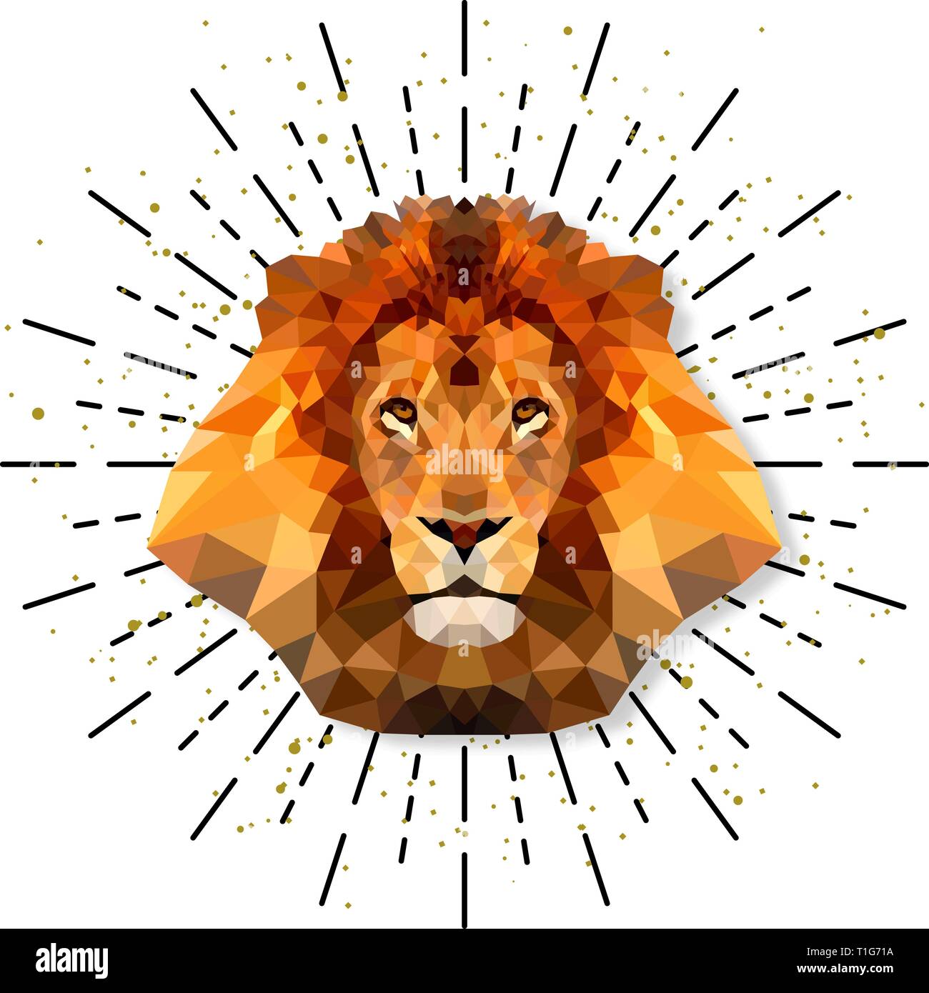 Lion in triangle style with burst, vector illustration Stock Vector ...