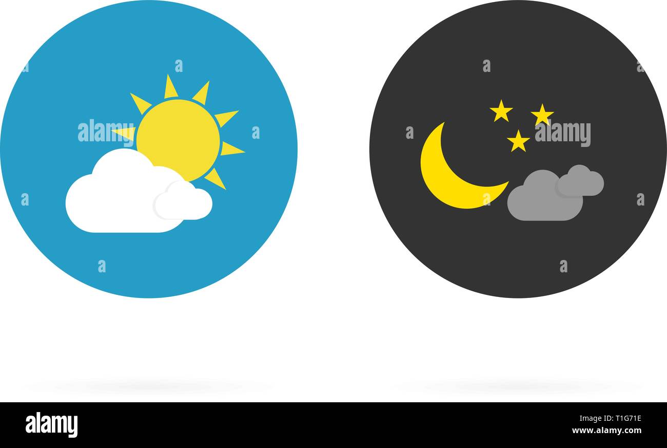 Night or day with sun and moon in flat style, vector Stock Vector Image ...