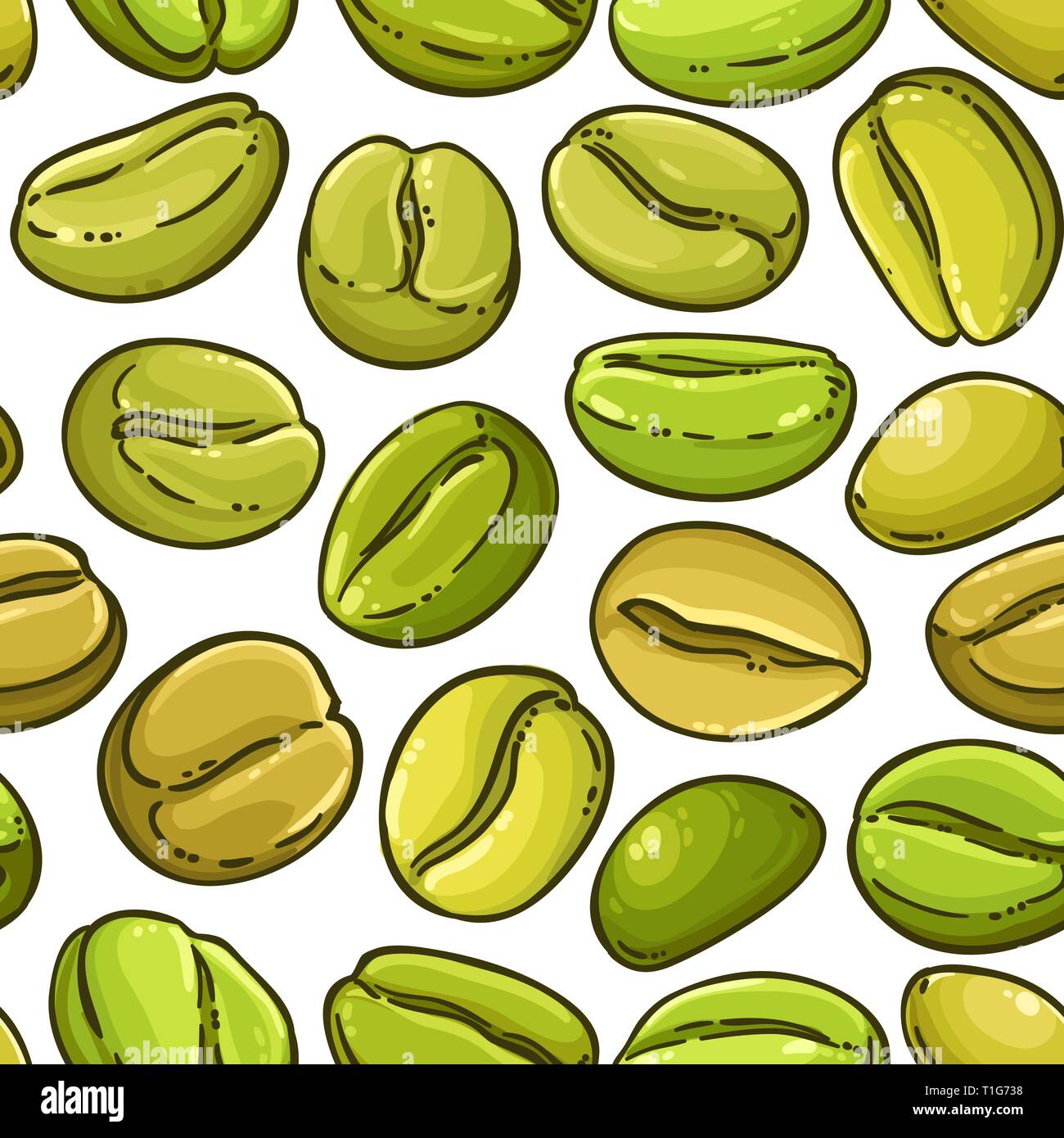 Raw green coffee bean Stock Vector Images - Alamy