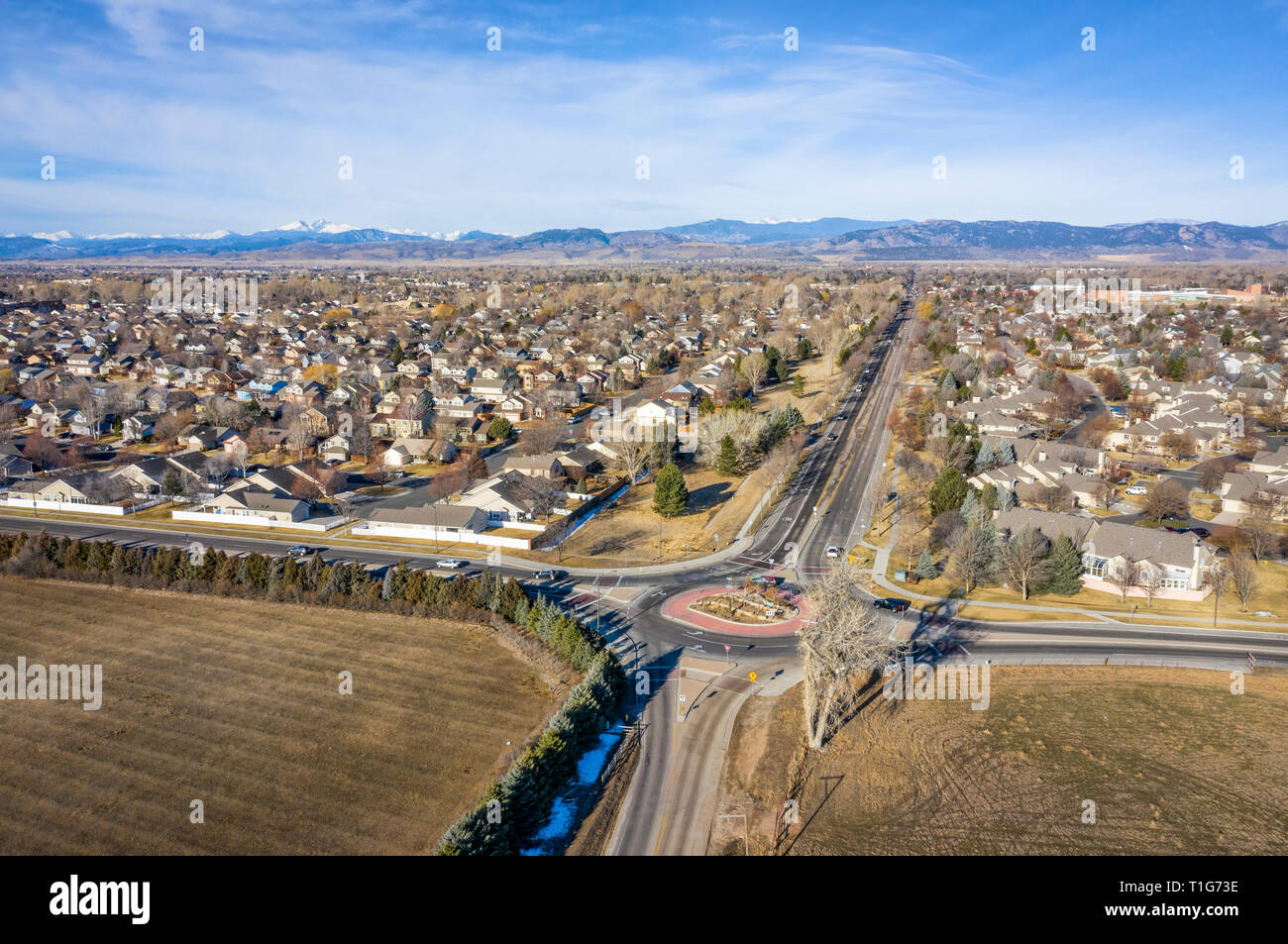 typical residential neighborhood and roundabout along Front Range of ...