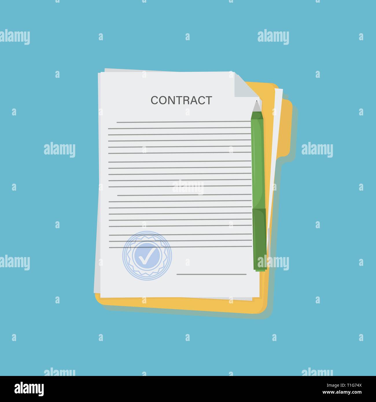 Contract in flat style, business concept, vector illustration Stock ...