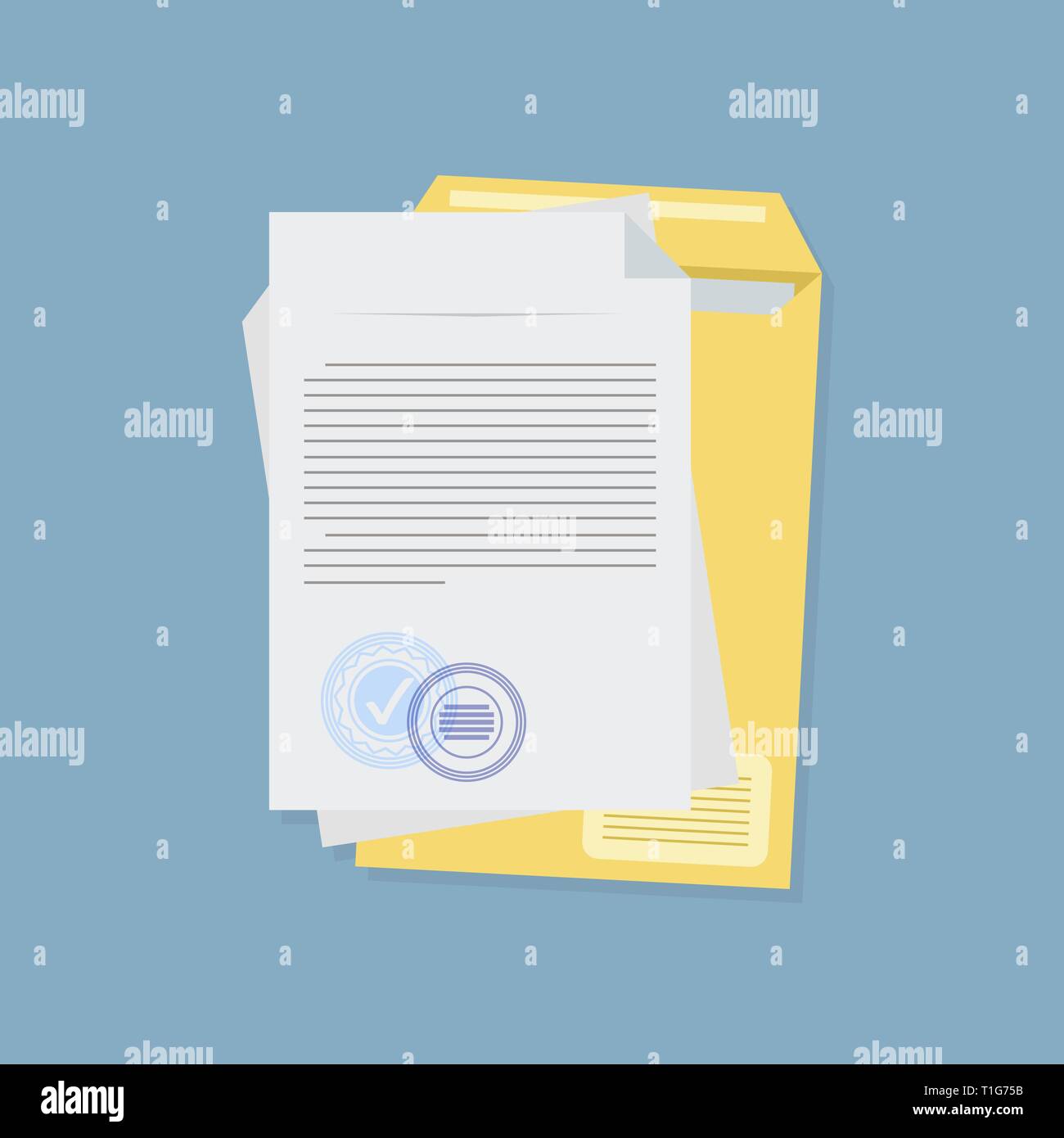 Contract in flat style, business concept, vector illustration Stock ...