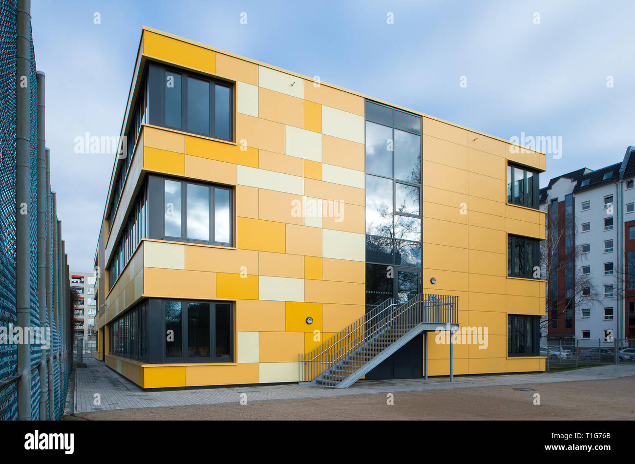 04.02.2018, Berlin, Berlin, Germany - New modular school building in ...