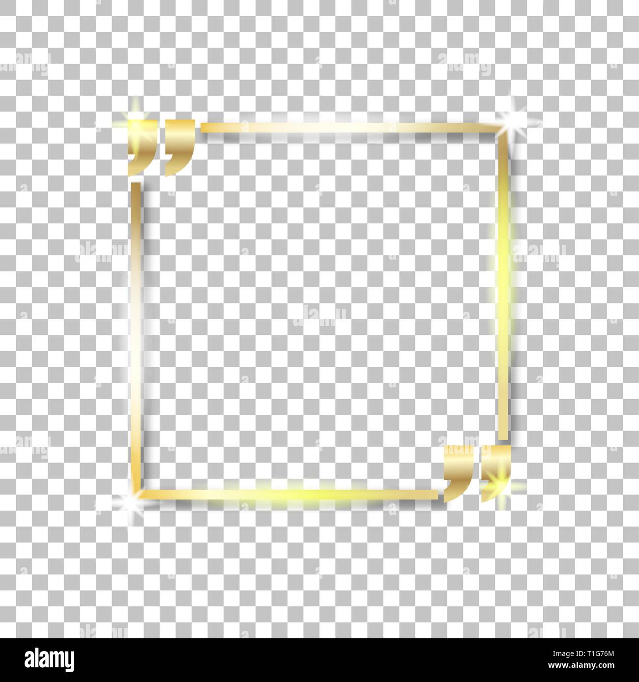 Gold shiny glowing square, on a isolated background, vector Stock ...