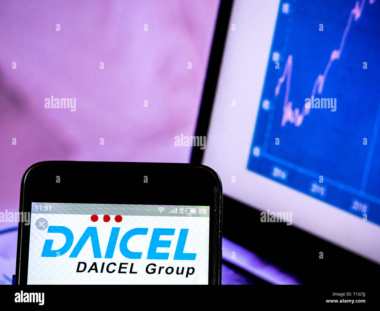 In this photo illustration a Daicel Corporation logo seen displayed on ...