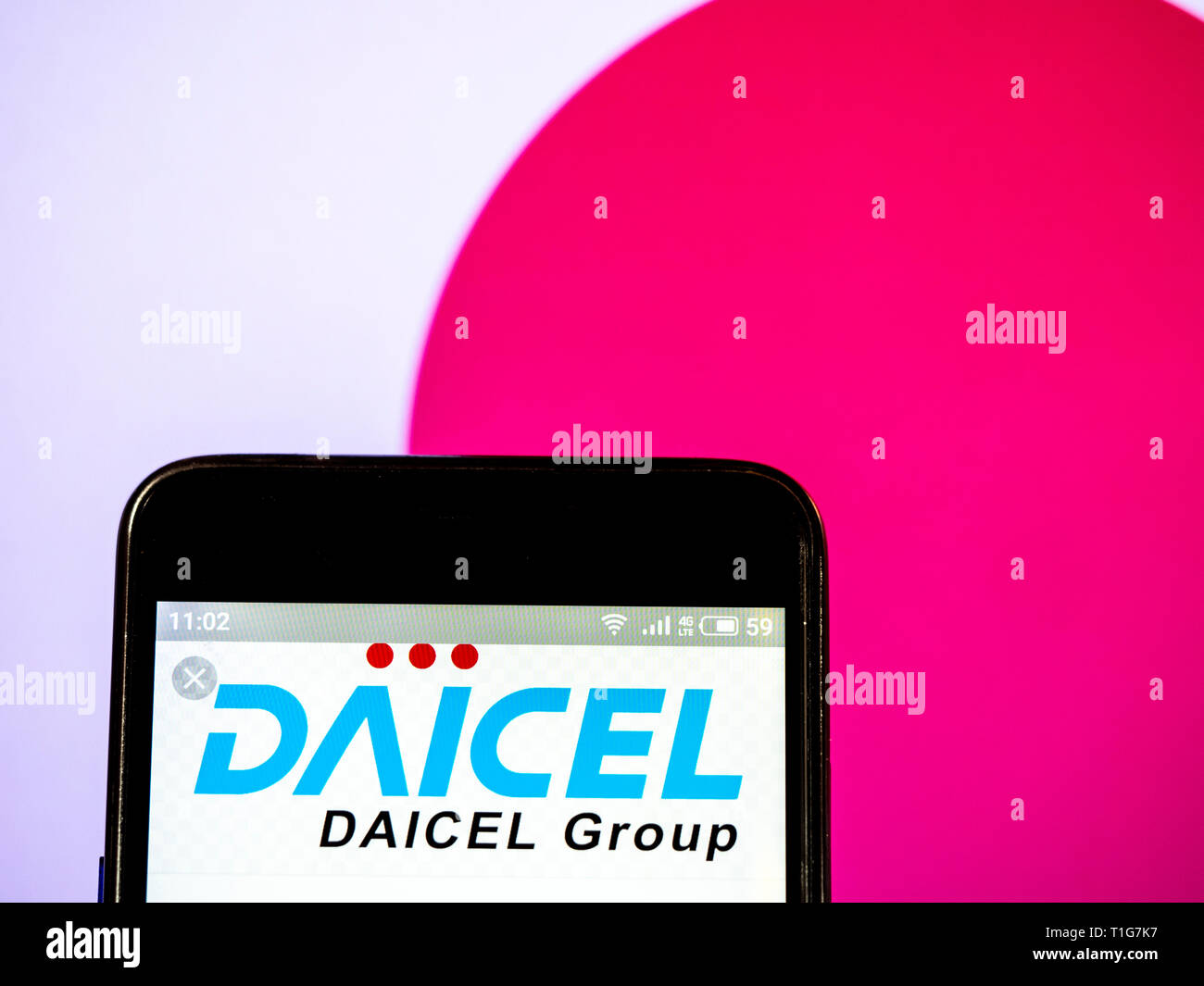 In this photo illustration a Daicel Corporation logo seen displayed on ...