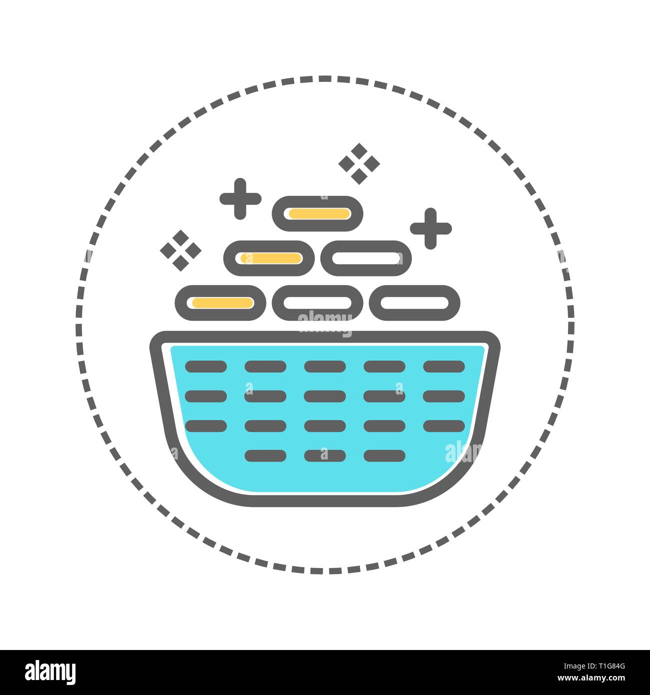 Laundry icons in flat colors style. Blue and yellow colors Vector ...