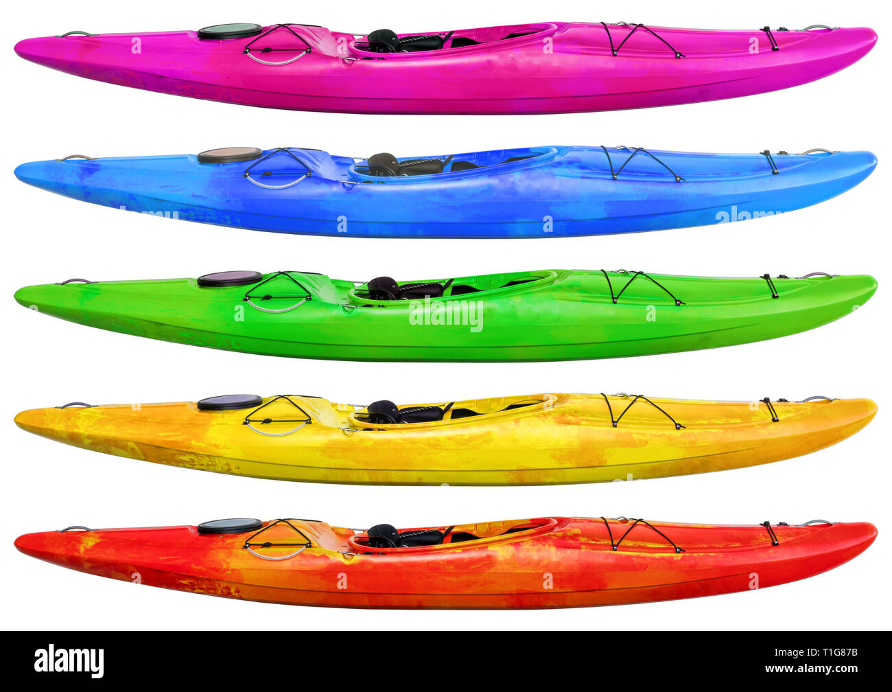 side view of a crossover kayak (whitewater and river running) isolated ...