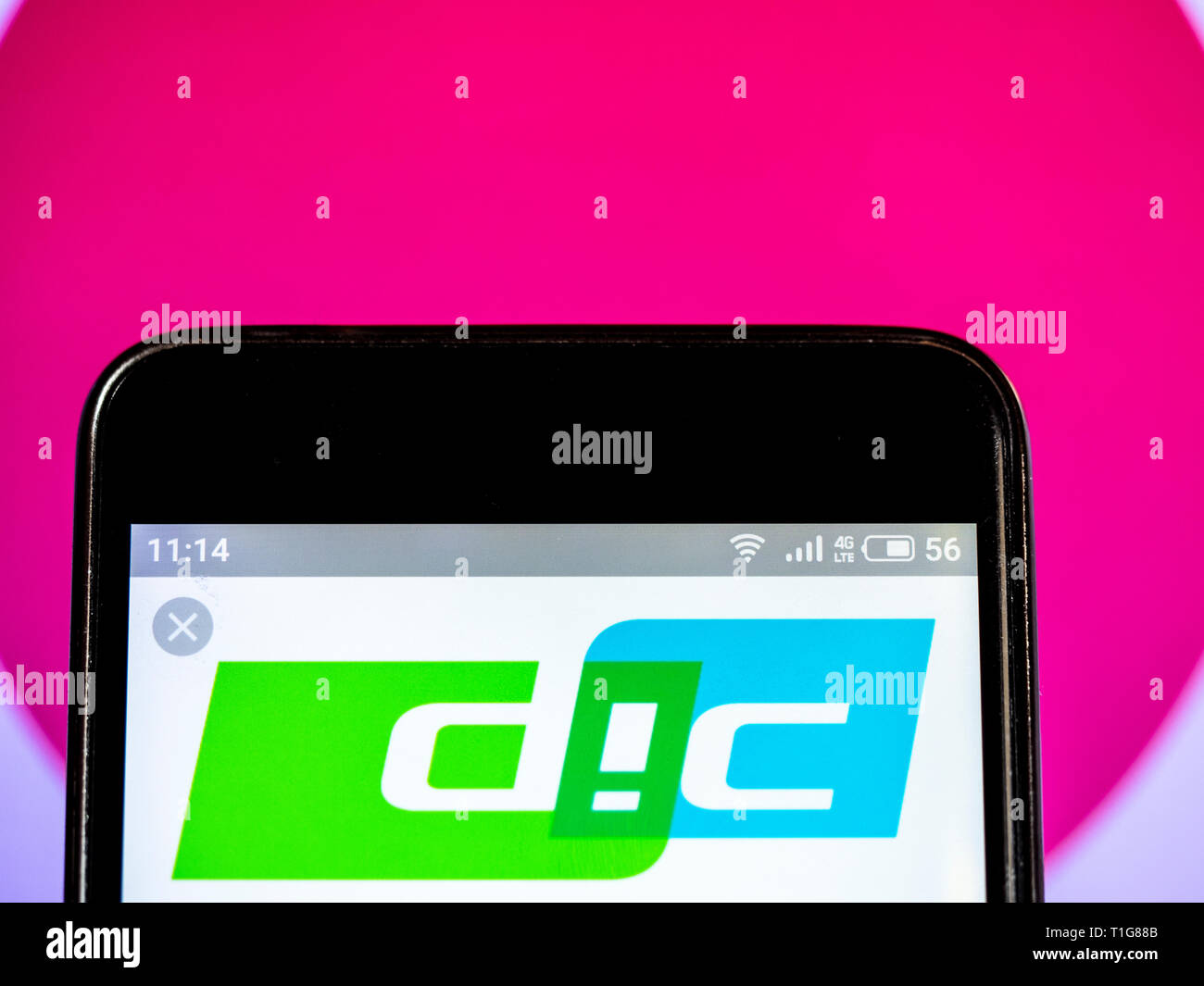 In this photo illustration a DIC Corporation logo seen displayed on a ...
