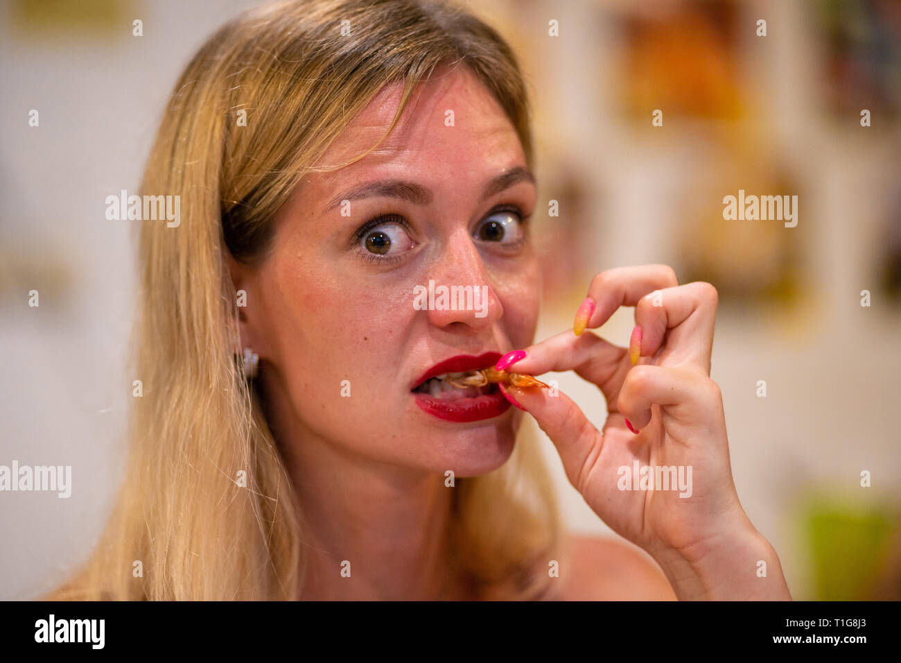 Eating Prawn With Finger High Resolution Stock Photography and Images ...