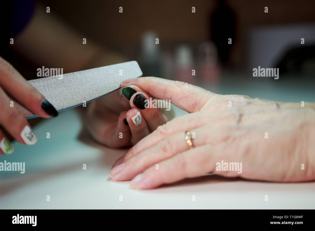 manicure for an elderly woman. the beauty of old age. age skin Stock ...