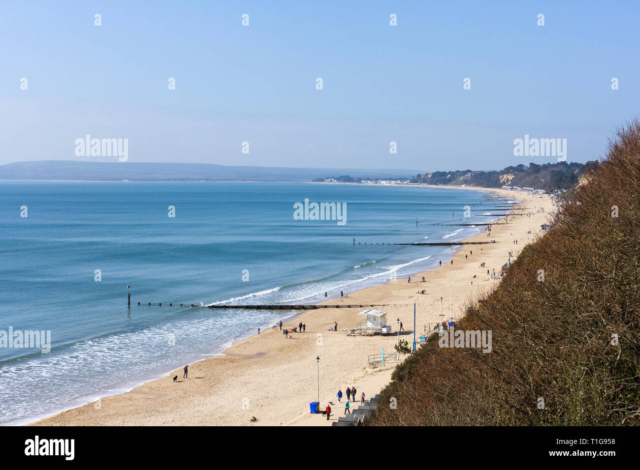 View of Bournemouth beach from the west cliff zig-zag. sunday 24 March ...