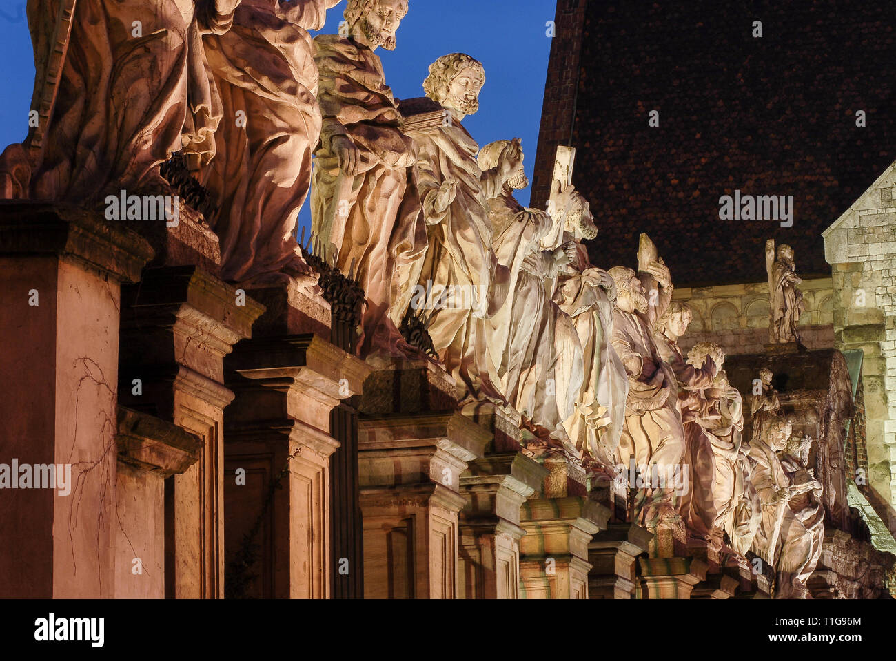 Baroque 12 Apostles statues in front of kosciol Sw Piotra i Sw Pawla (Saints Peter and Paul ...
