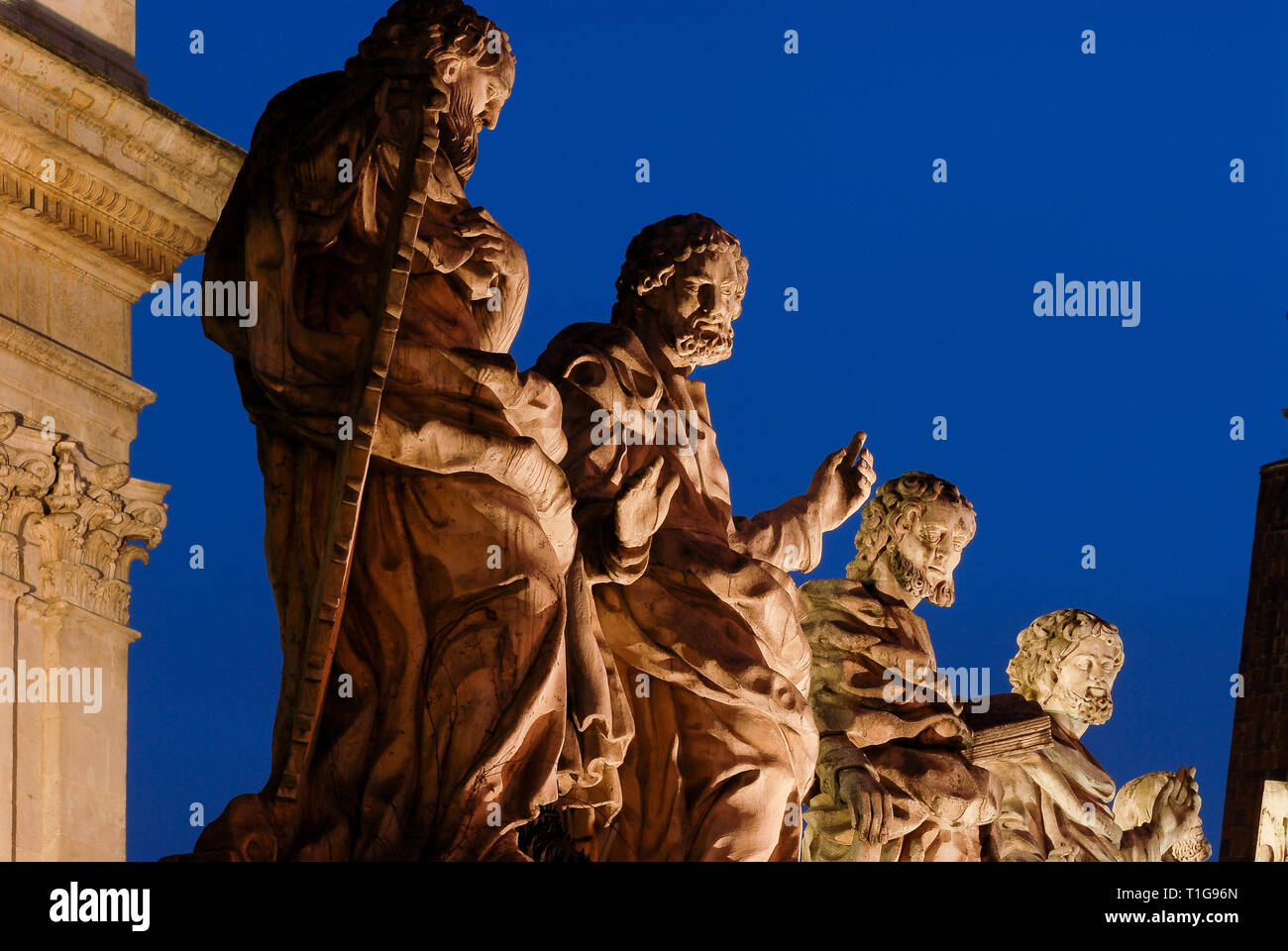 Baroque 12 Apostles statues in front of kosciol Sw Piotra i Sw Pawla (Saints Peter and Paul ...