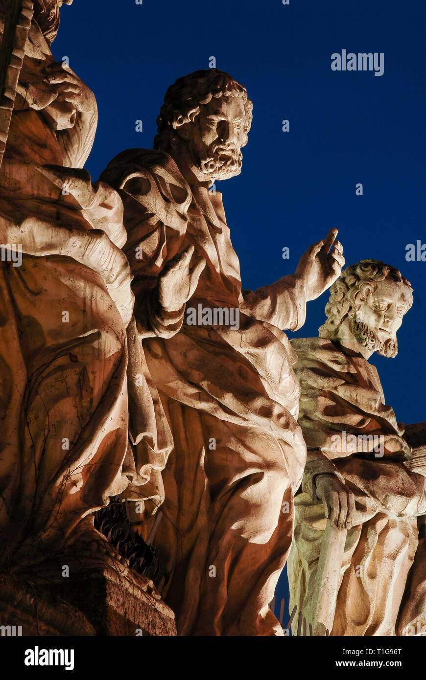 Baroque 12 Apostles statues in front of kosciol Sw Piotra i Sw Pawla (Saints Peter and Paul ...