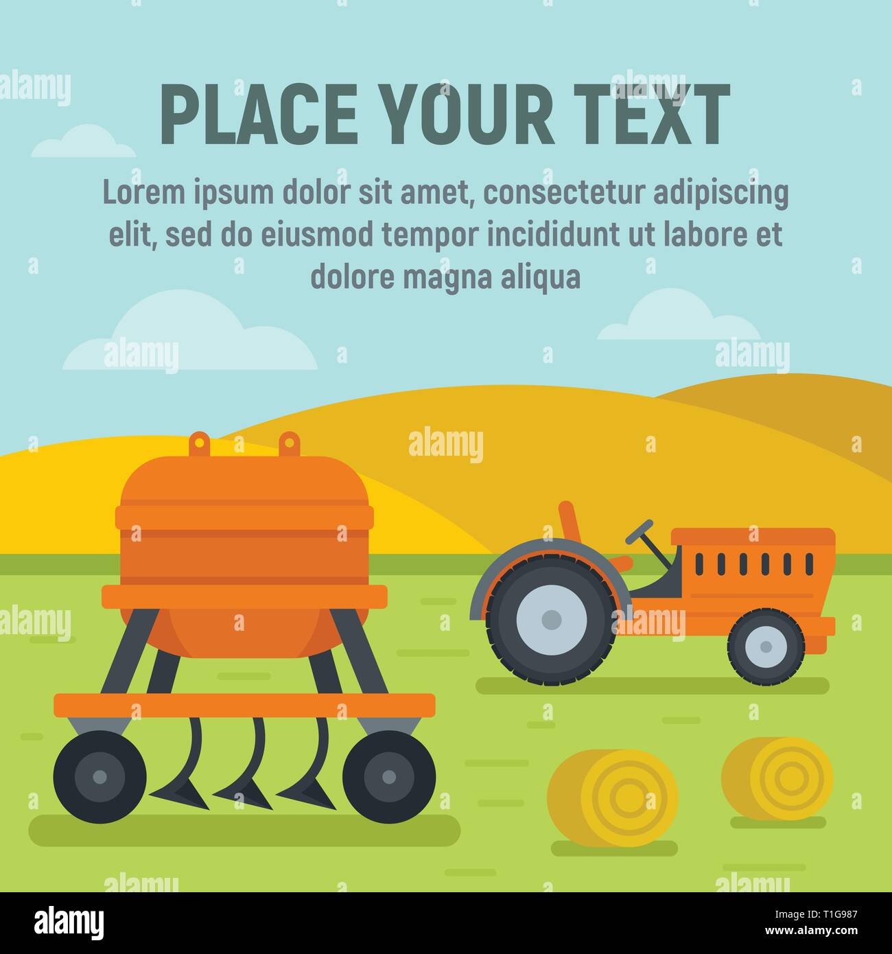 Agricultural machine concept background. Flat illustration of ...