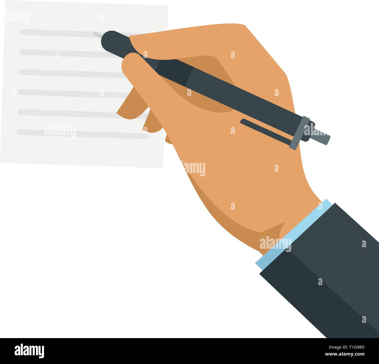 Businessman hand writing icon. Flat illustration of businessman hand ...